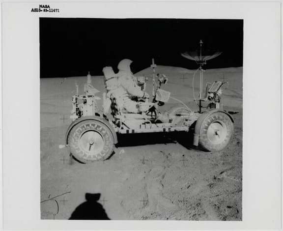Apollo 15 David Scott driving the first Lunar Rover by NASA on artnet